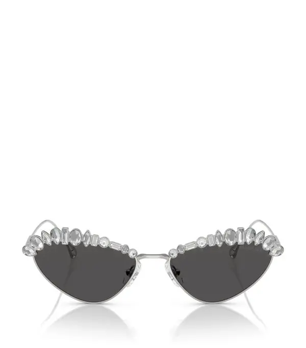 SWAROVSKI Embellished Cat Eye Sunglasses - Silver