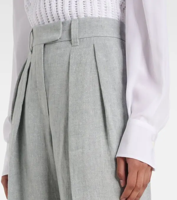Brunello Cucinelli Linen-blend Wide-leg Trousers