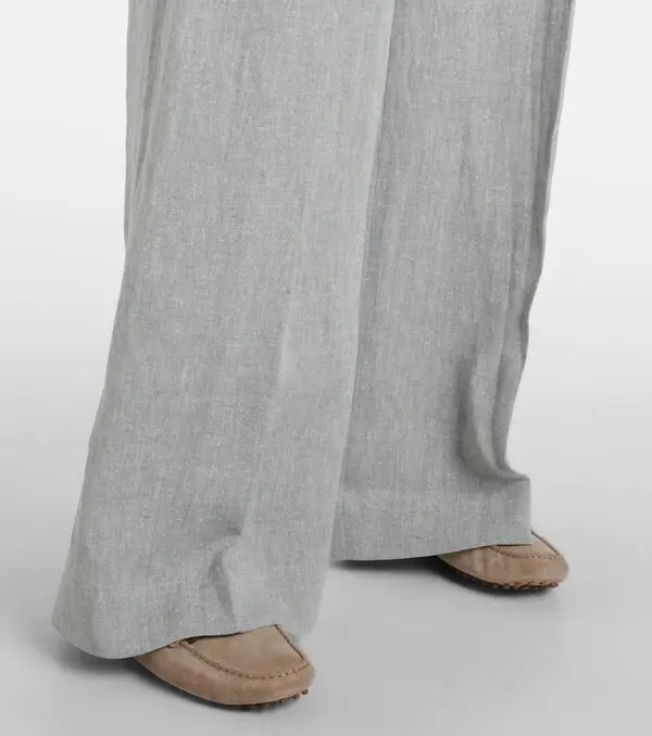 Brunello Cucinelli Linen-blend Wide-leg Trousers
