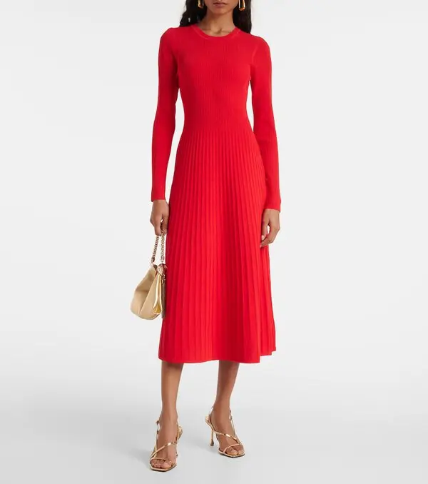 Veronica Beard Ribbed-knit Sweater Dress - Red