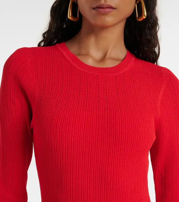 Veronica Beard Ribbed-knit Sweater Dress - Red