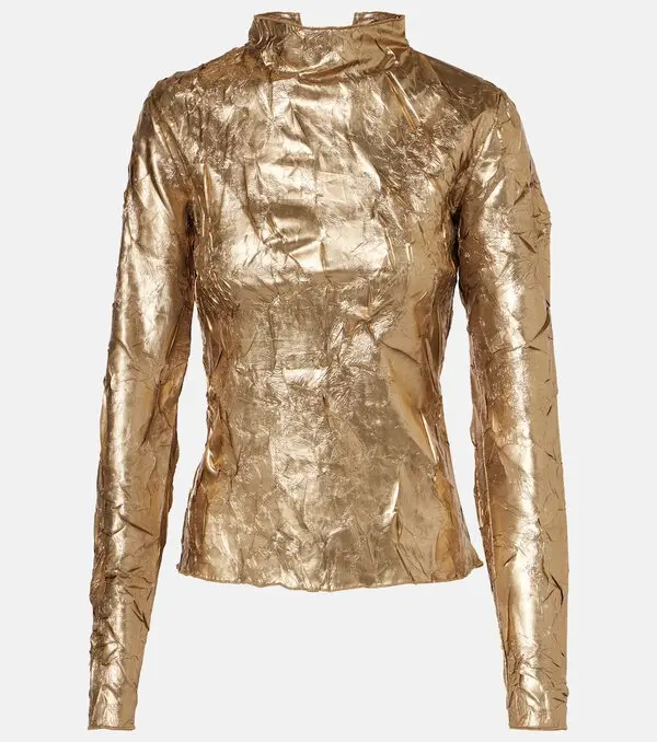 GANNI Metallic High Neck Top