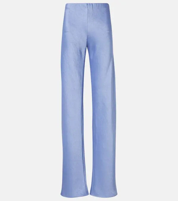 Vince High-rise Satin Wide-leg Trousers - Blue