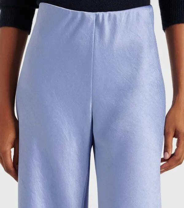 Vince High-rise Satin Wide-leg Trousers - Blue