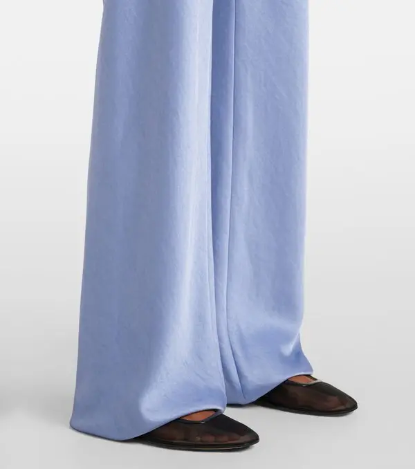 Vince High-rise Satin Wide-leg Trousers - Blue