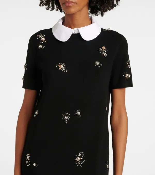 Tory Burch Embellished Wool-blend Midi Dress