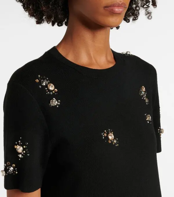 Tory Burch Embellished Wool-blend Midi Dress