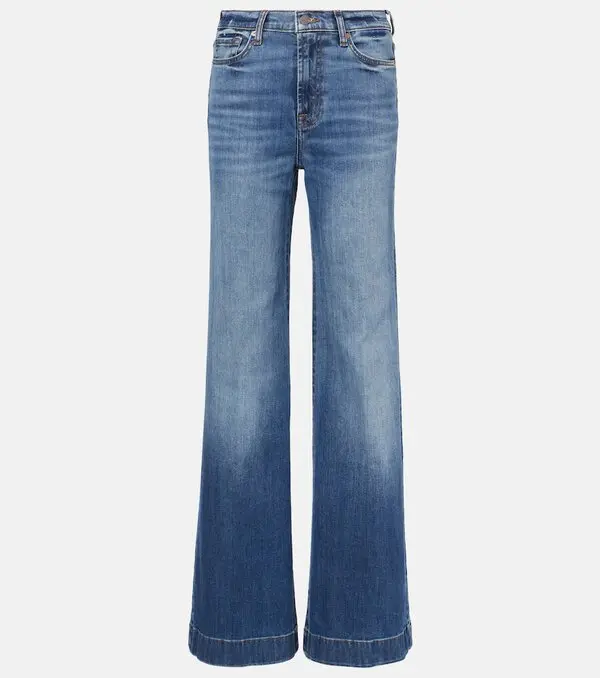 7 For All Mankind High-rise Flared Jeans In Groovy Wash
