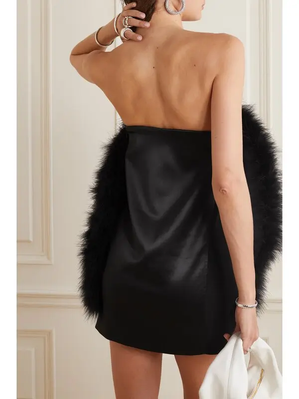 16Arlington Blaise Feather-trimmed Mini Dress