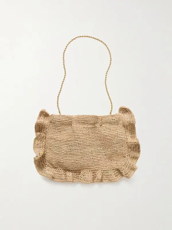 LOEFFLER RANDALL Mavis Ruffled Raffia Shoulder Bag