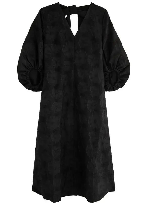 Stine Goya Floral-jacquard Terry Midi Dress - Black