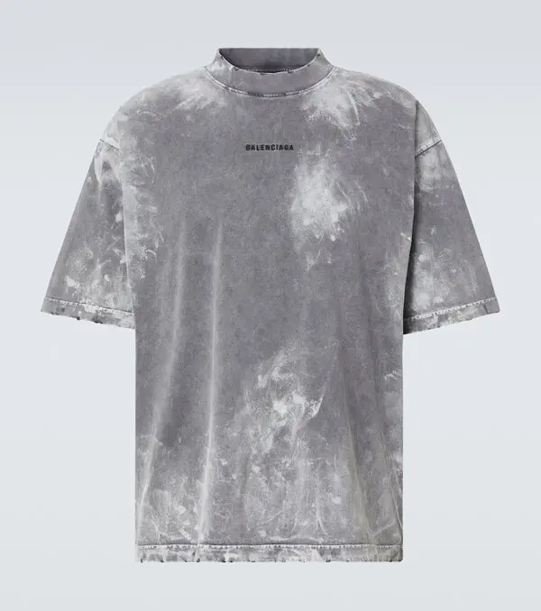 Balenciaga Distressed Cotton-blend Jersey T-shirt