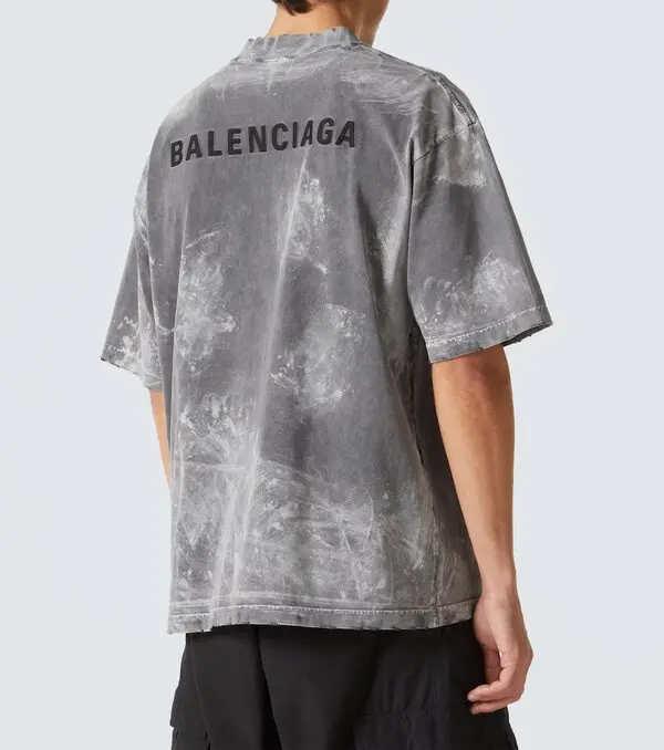 Balenciaga Distressed Cotton-blend Jersey T-shirt