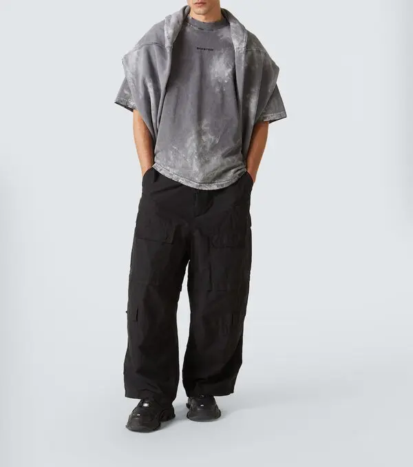 Balenciaga Distressed Cotton-blend Jersey T-shirt