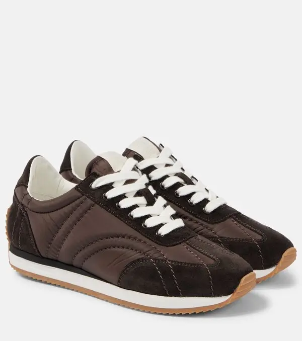 TOTEME Leather Trimmed Sneakers - Brown