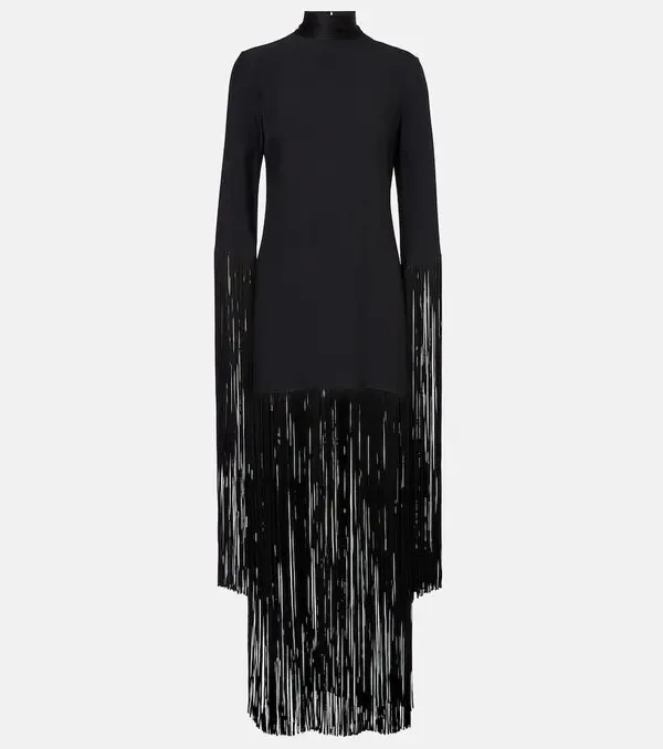TALLER MARMO Chicago Fringed Crepe Minidress - Black