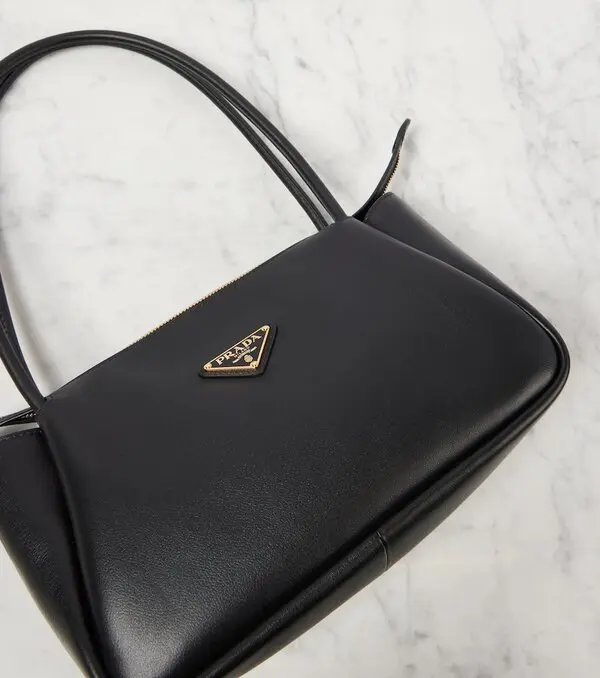 Prada Medium Leather Shoulder Bag - Black