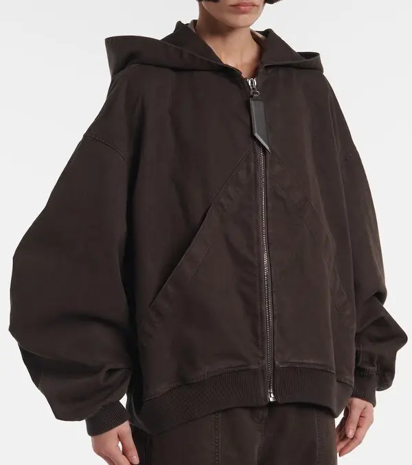Attico Cotton Gabardine Hooded Bomber Jacket