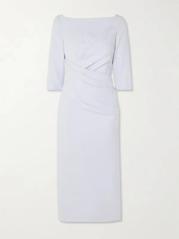 Safiyaa Asena Draped Crepe Midi Dress - Blue