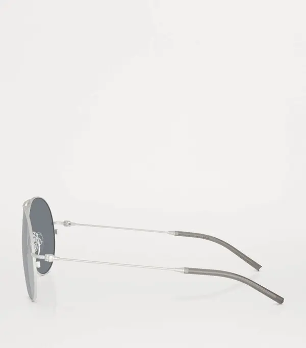 Moncler Steel Aviator Sunglasses - Silver