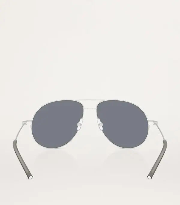 Moncler Steel Aviator Sunglasses - Silver