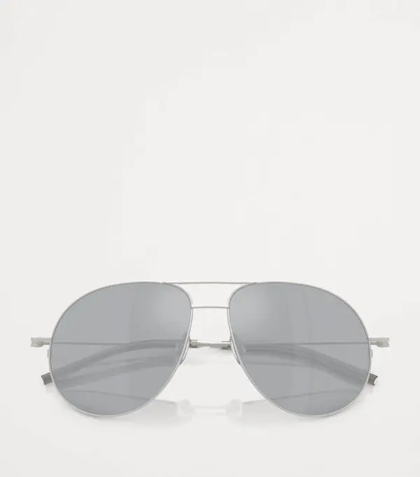 Moncler Steel Aviator Sunglasses - Silver