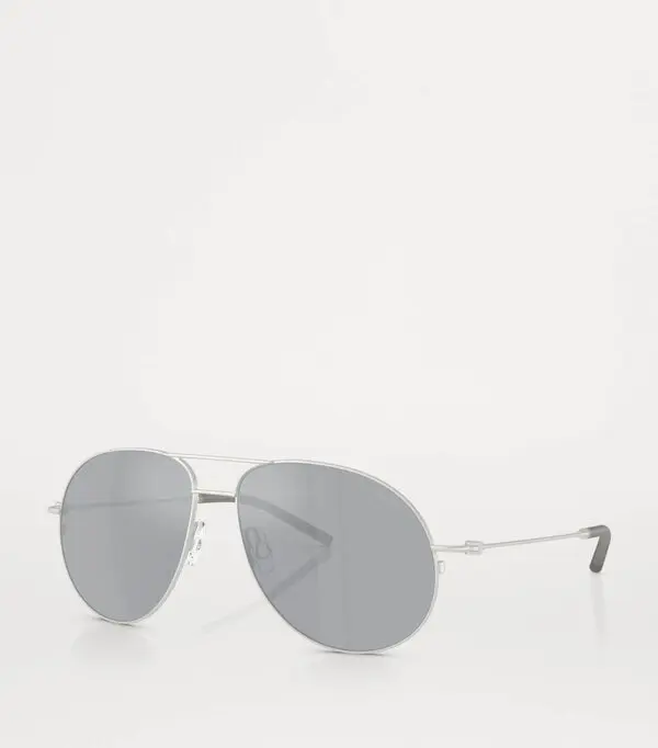 Moncler Steel Aviator Sunglasses - Silver