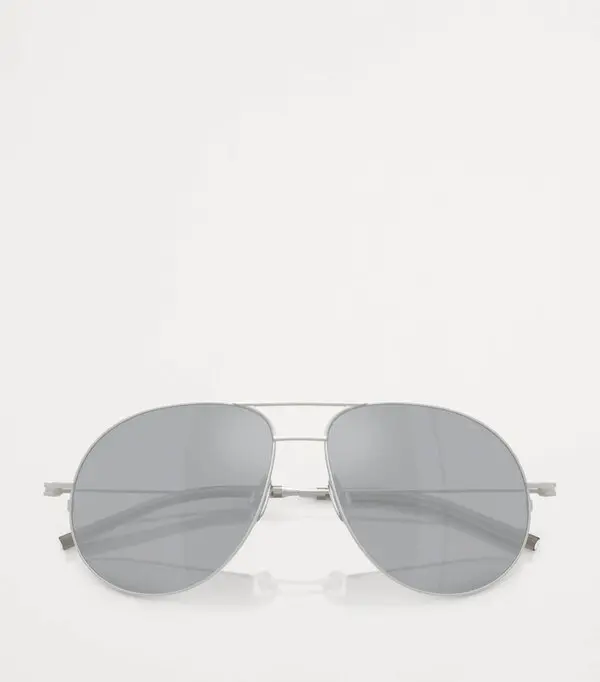 Moncler Steel Aviator Sunglasses - Silver