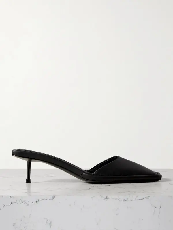 ST. AGNI Leather Mules With Kitten Heels - Black