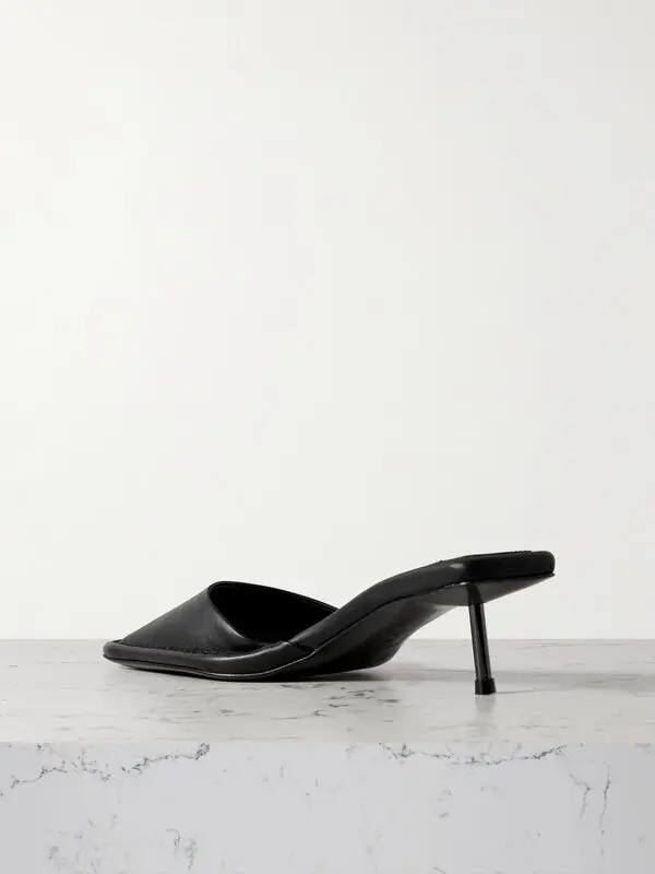 ST. AGNI Leather Mules With Kitten Heels