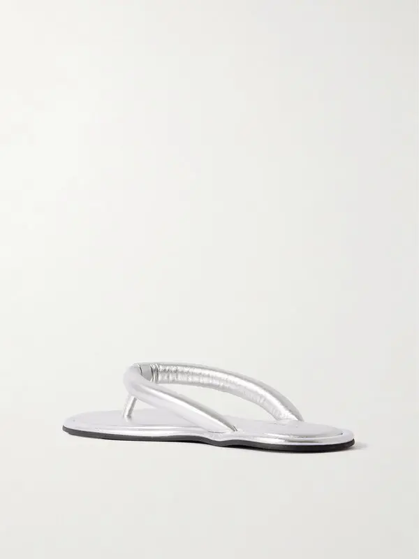 ST. AGNI Sumi Padded Metallic Leather Flip Flops