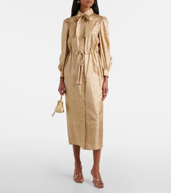 Max Mara Belted Silk Maxi Dress