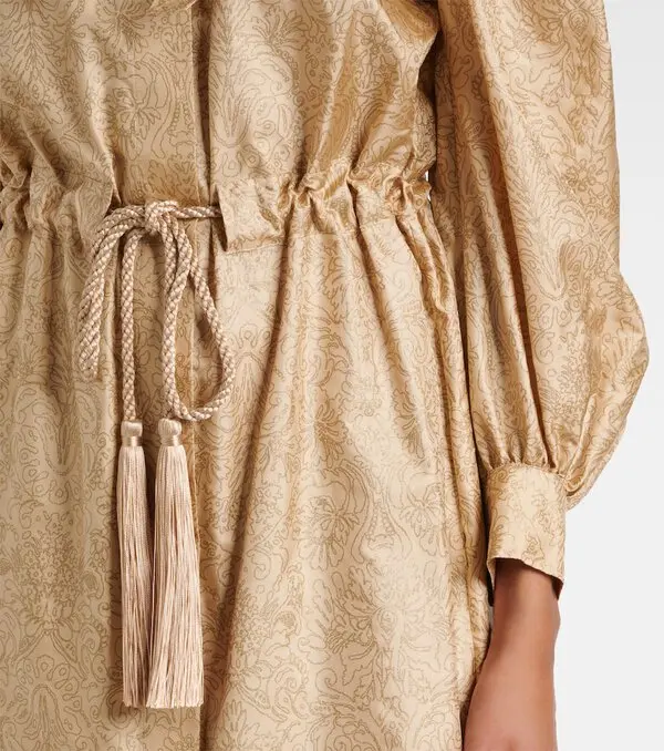 Max Mara Belted Silk Maxi Dress