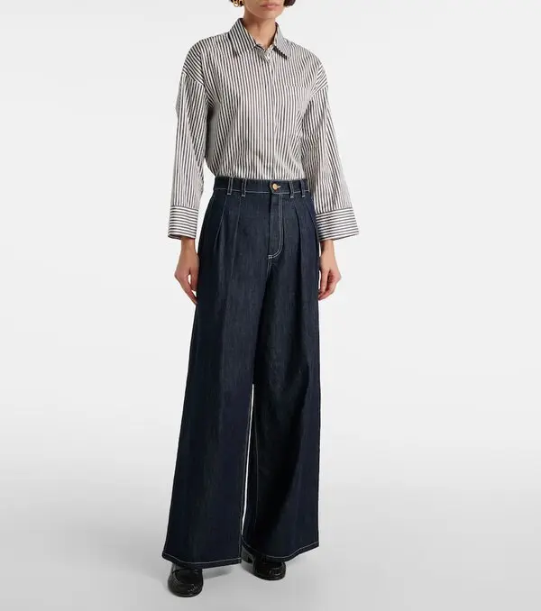 Max Mara High-rise Wide-leg Cotton Trousers
