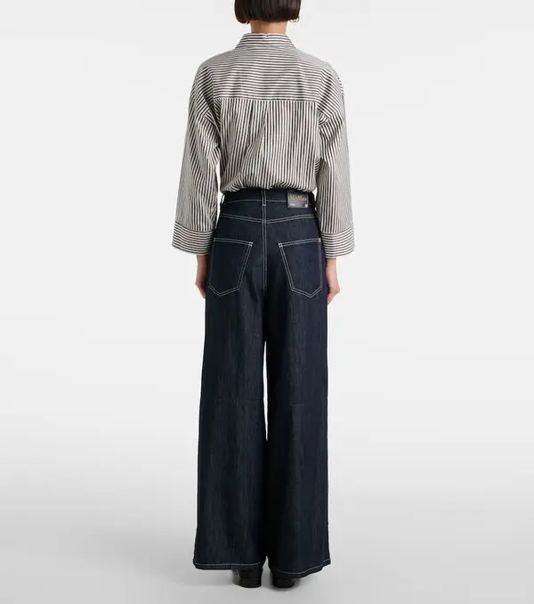 Max Mara High-rise Wide-leg Cotton Trousers
