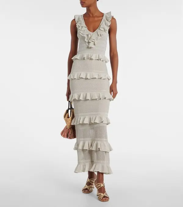 Zimmermann Metallic Frilled Maxi Dress