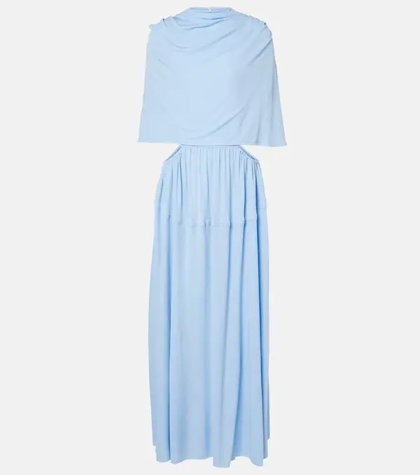 Proenza Schouler Frankie Caped Jersey Maxi Dress - Blue