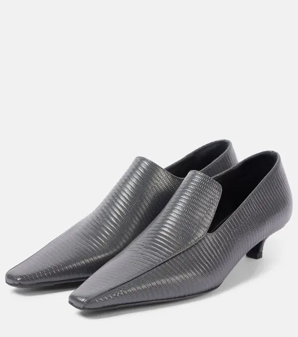 TOTEME Embossed Leather Kitten Heel Pumps