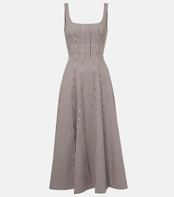 Staud Wells Checked Midi Dress - Multicoloured