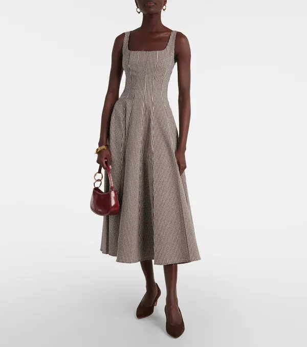 Staud Wells Checked Midi Dress - Multicoloured