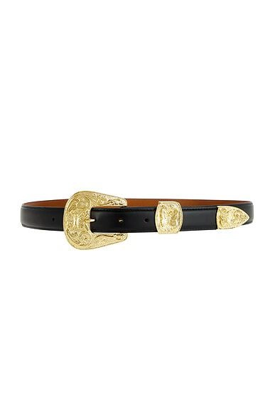 Needles Leather Papillon Western Tip Belt - Black