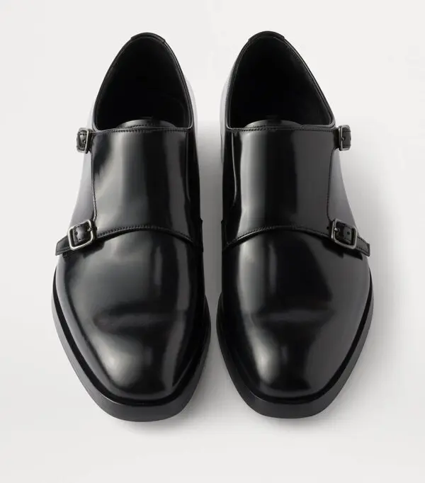 Prada Brushed Leather Double Monk Strap Shoes