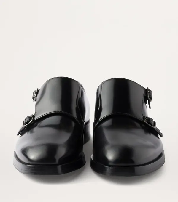 Prada Brushed Leather Double Monk Strap Shoes