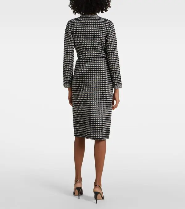 Tory Burch Wool And Cotton-blend Jacquard Midi Skirt - Black