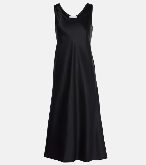 Max Mara Banjo Silk Satin Midi Dress - Black
