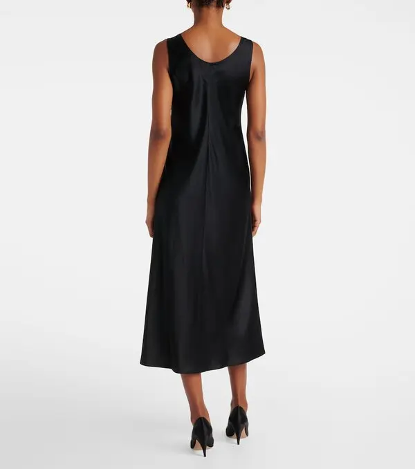 Max Mara Banjo Silk Satin Midi Dress - Black