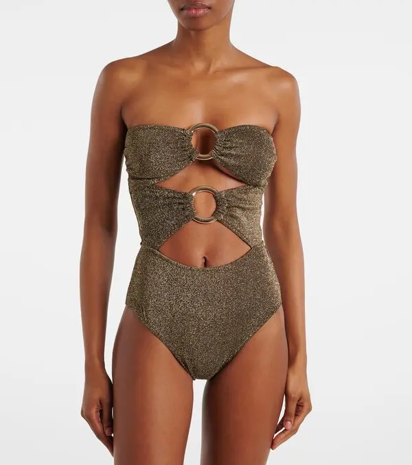 ALEXANDRA MIRO Anya Cut Out Lame Swimsuit
