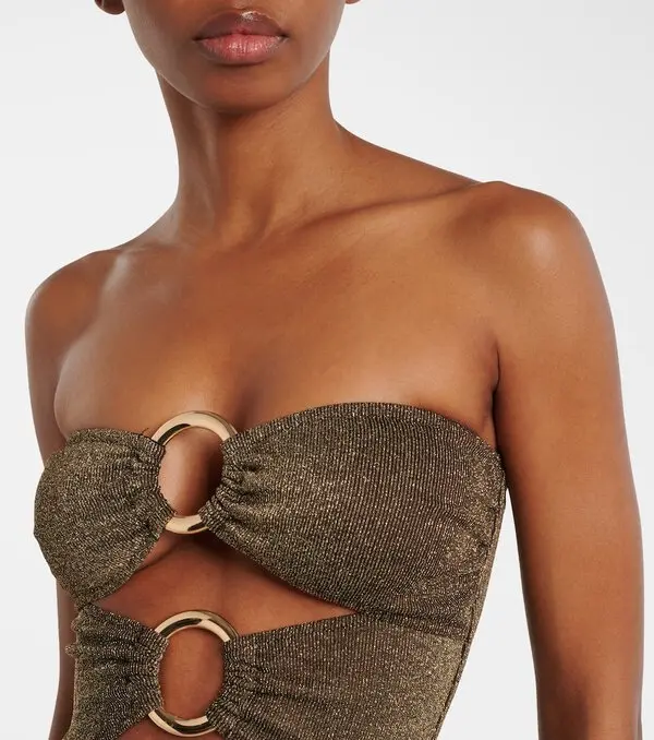 ALEXANDRA MIRO Anya Cut Out Lame Swimsuit