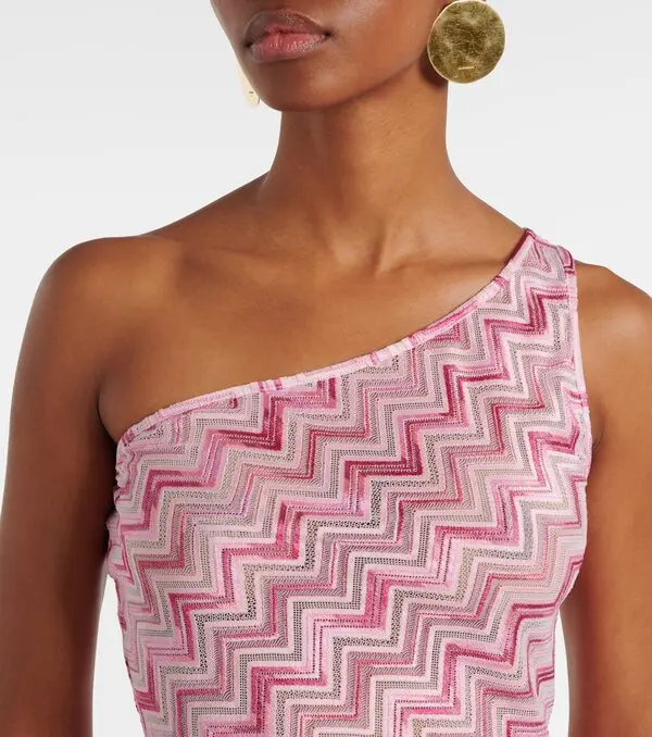 Missoni One-shoulder Zigzag Knit Top