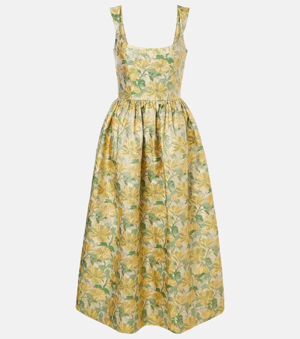 MARKARIAN Floral Lame Jacquard Gown